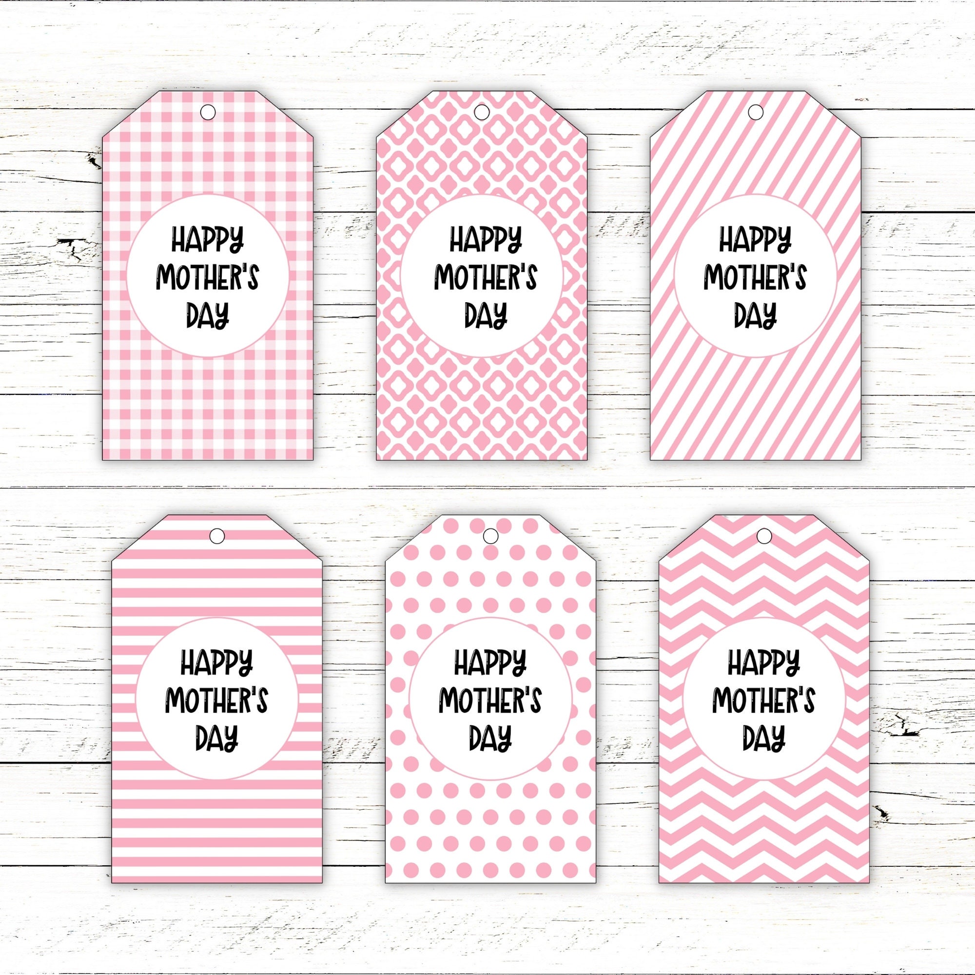 Printable Mother's Day Gift Tag Bundle With Pink Patterned Background ...