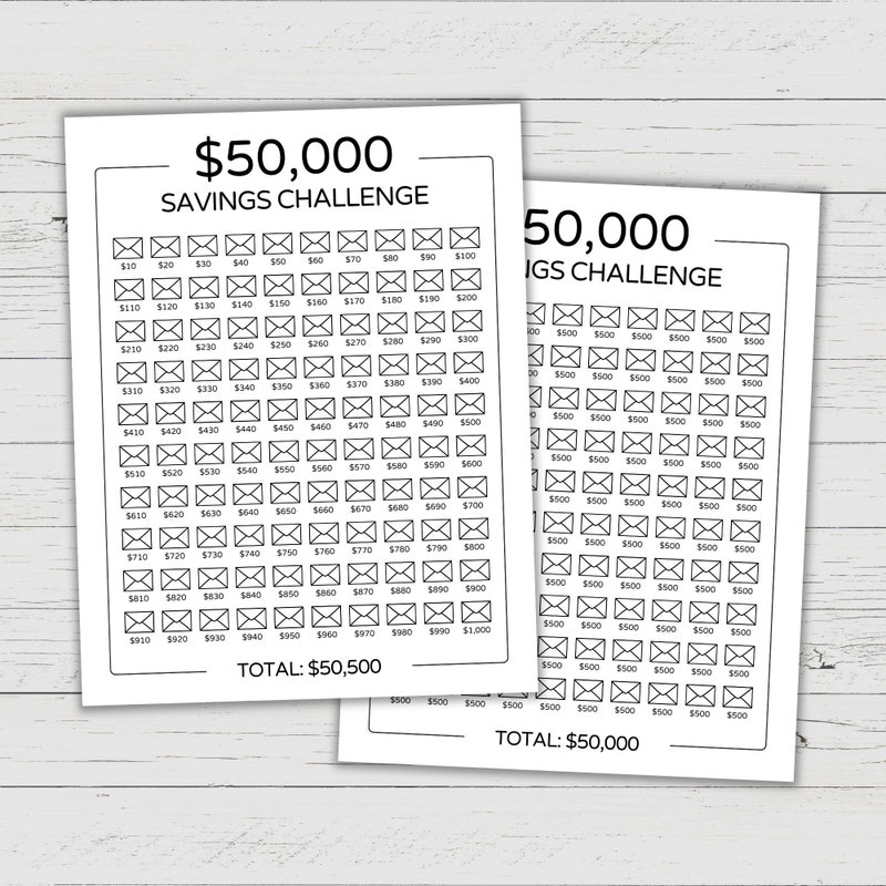 50000 Savings Challenge - Etsy