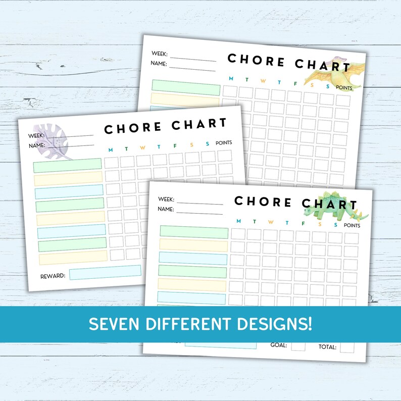 Editable Printable Chore Chart for Kids - Blue & Green Design With ...