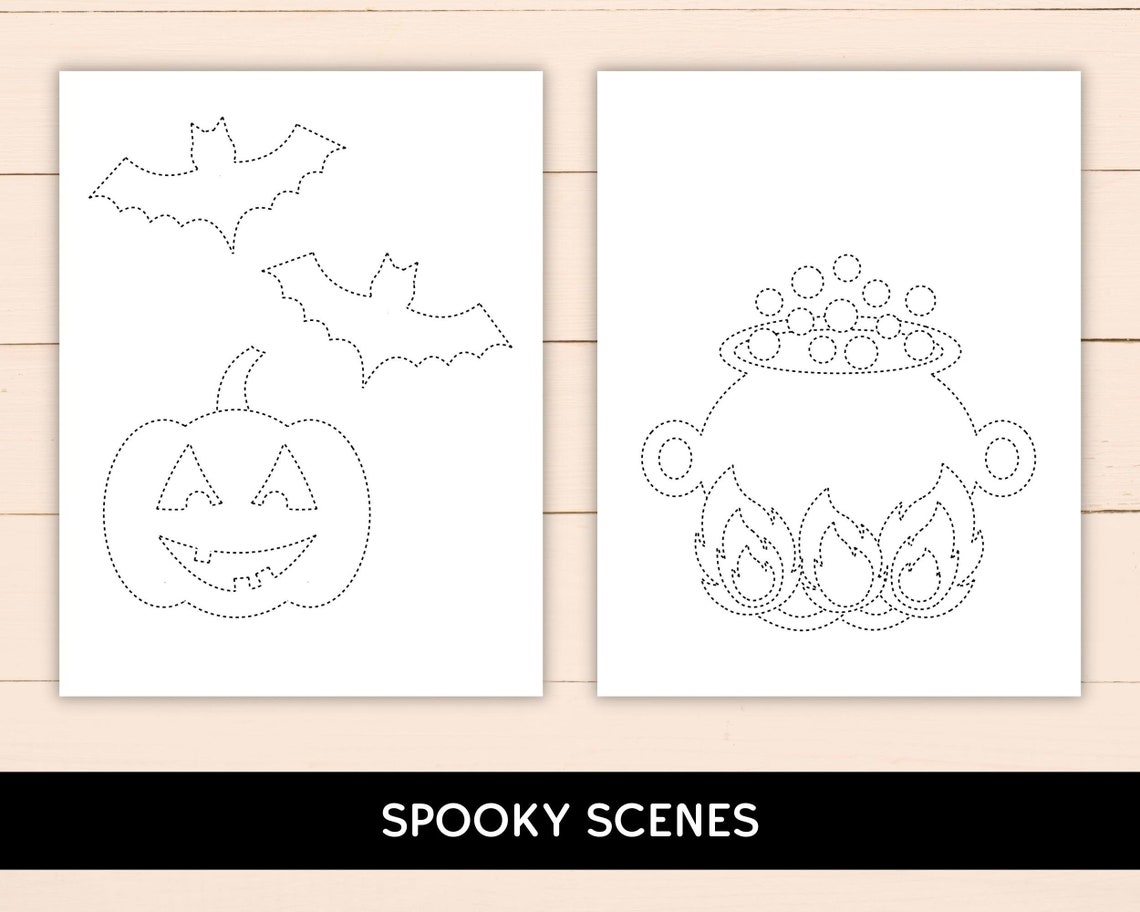 Printable Halloween Trace & Color Sheets Tracing Worksheets - Etsy Canada