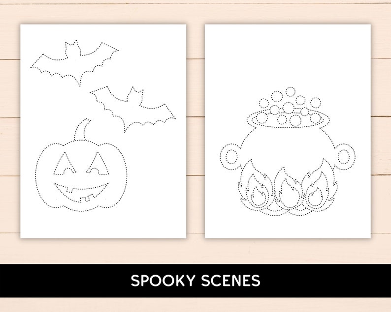 Printable Halloween Trace & Color Sheets Tracing Worksheets - Etsy Canada