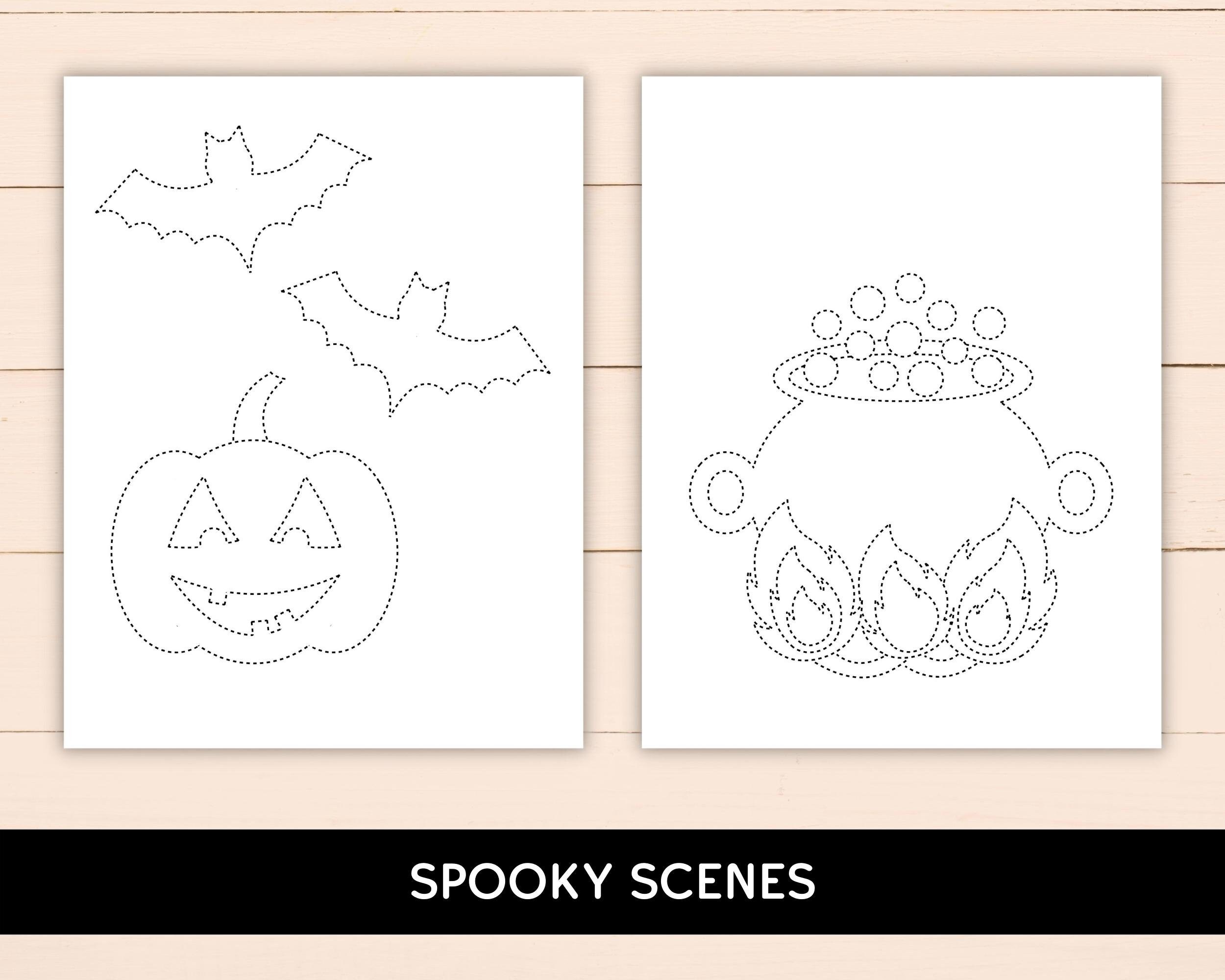 Printable Halloween Trace & Color Sheets Tracing Worksheets - Etsy Canada