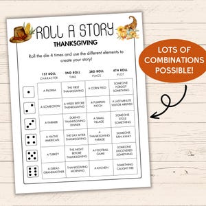 Thanksgiving Roll a Story - Creative Writing Prompt Activity ...