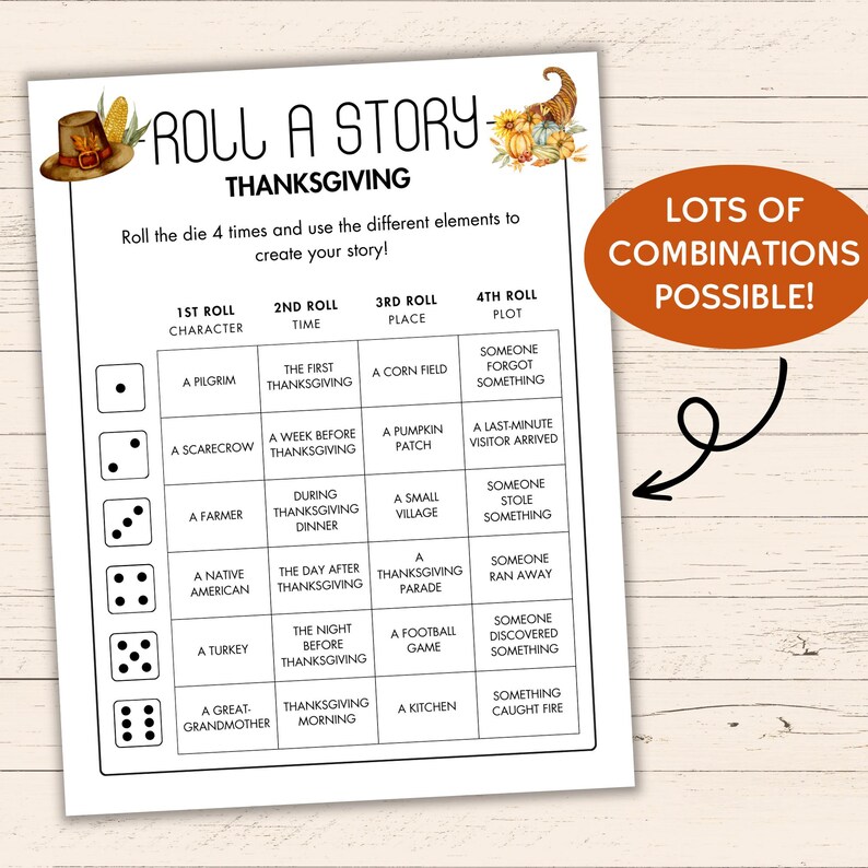Thanksgiving Roll a Story - Creative Writing Prompt Activity ...
