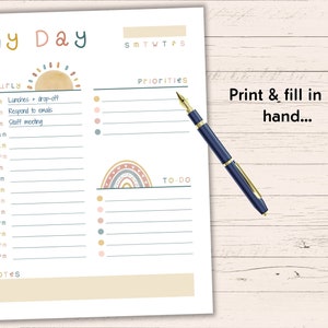 Printable Boho Daily Planner US Letter A4 Editable - Etsy