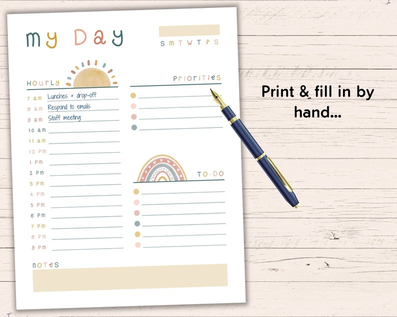 Printable Boho Daily Planner US Letter A4 Editable - Etsy