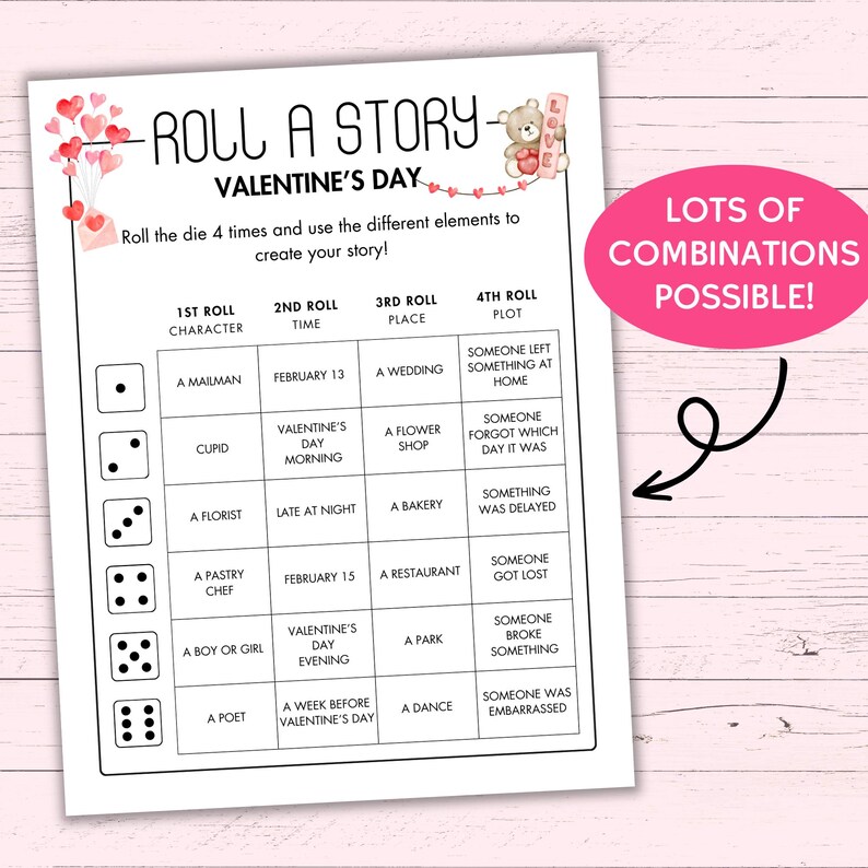 Valentine's Day Roll a Story - Creative Writing Prompt Activity ...