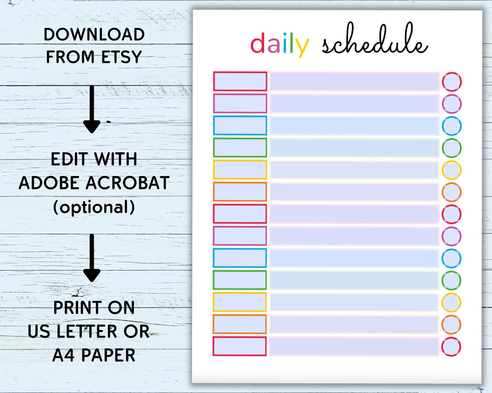 Editable Daily Schedule Template for Kids Printable - Etsy