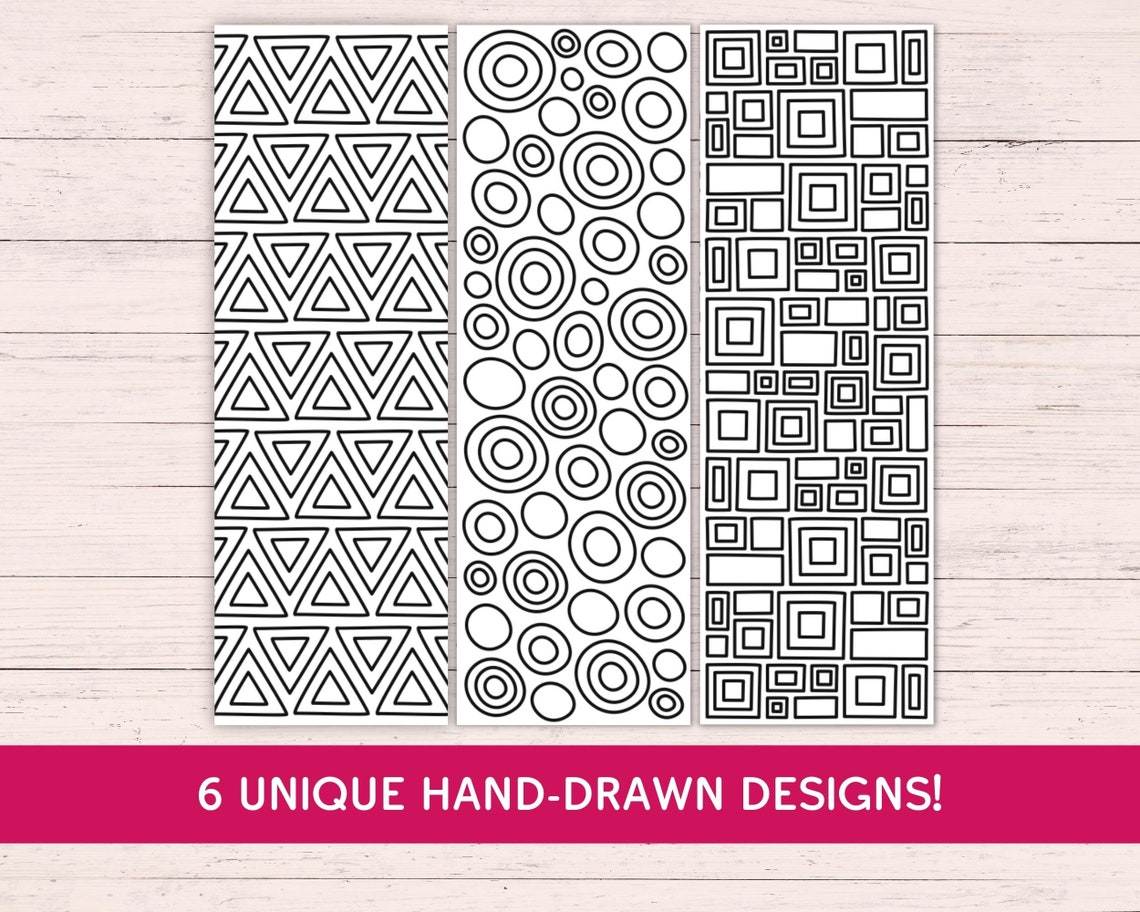 Printable Geometric Coloring Bookmarks Set of 6 PDF - Etsy