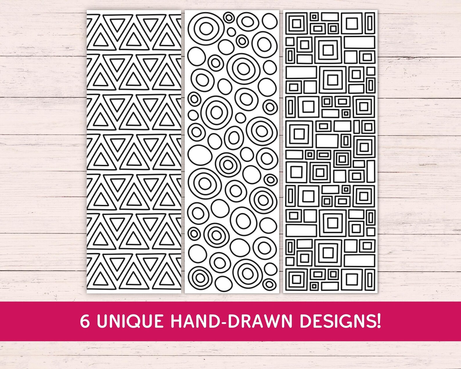 Printable Geometric Coloring Bookmarks Set of 6 PDF - Etsy
