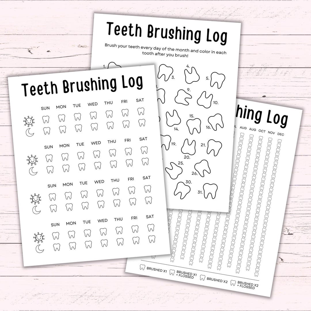 Teeth Brushing Tracker Bundle - Printable Teeth Brushing Log - Kids ...