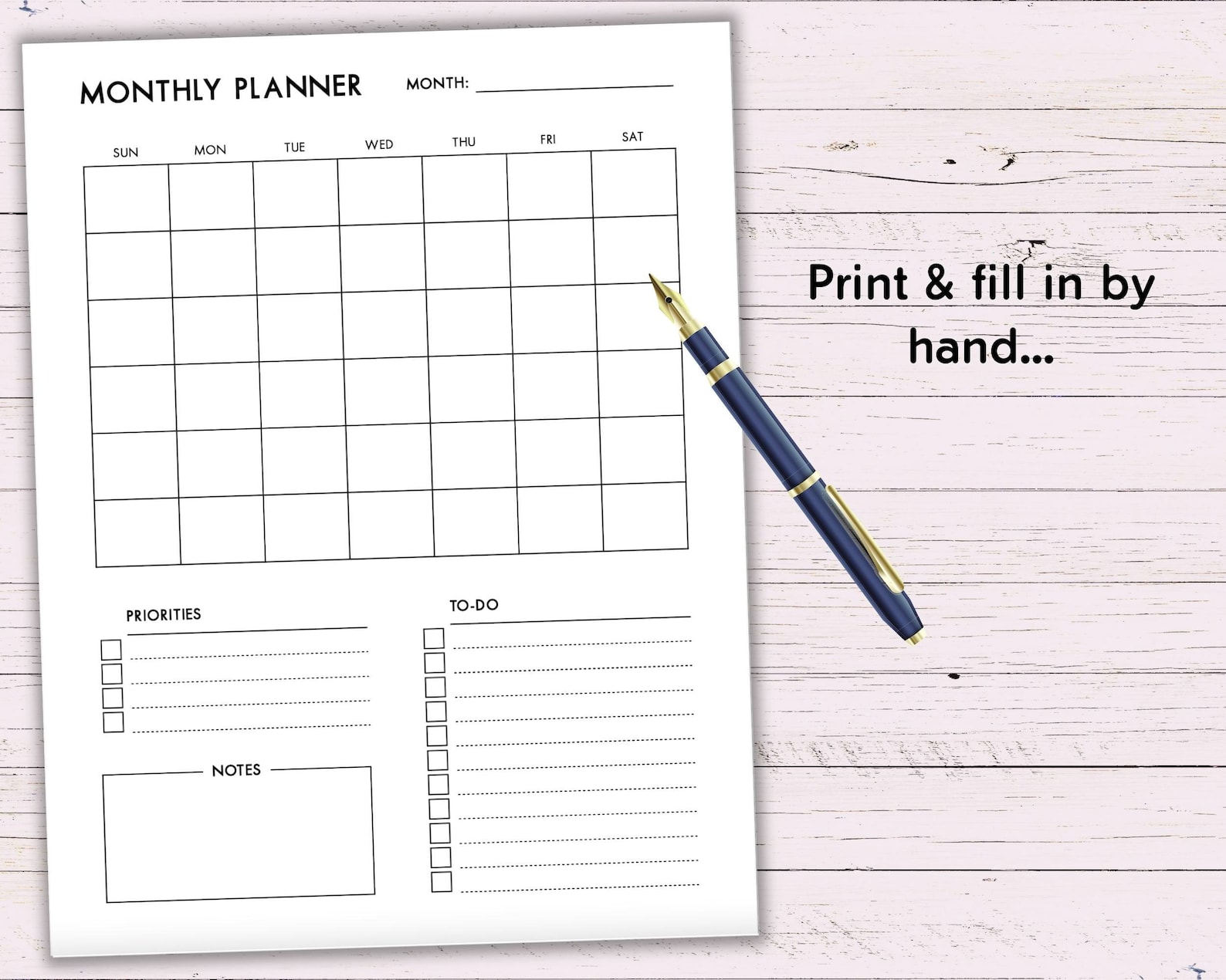 Editable Monthly Planner Instant Download Blank Fillable - Etsy