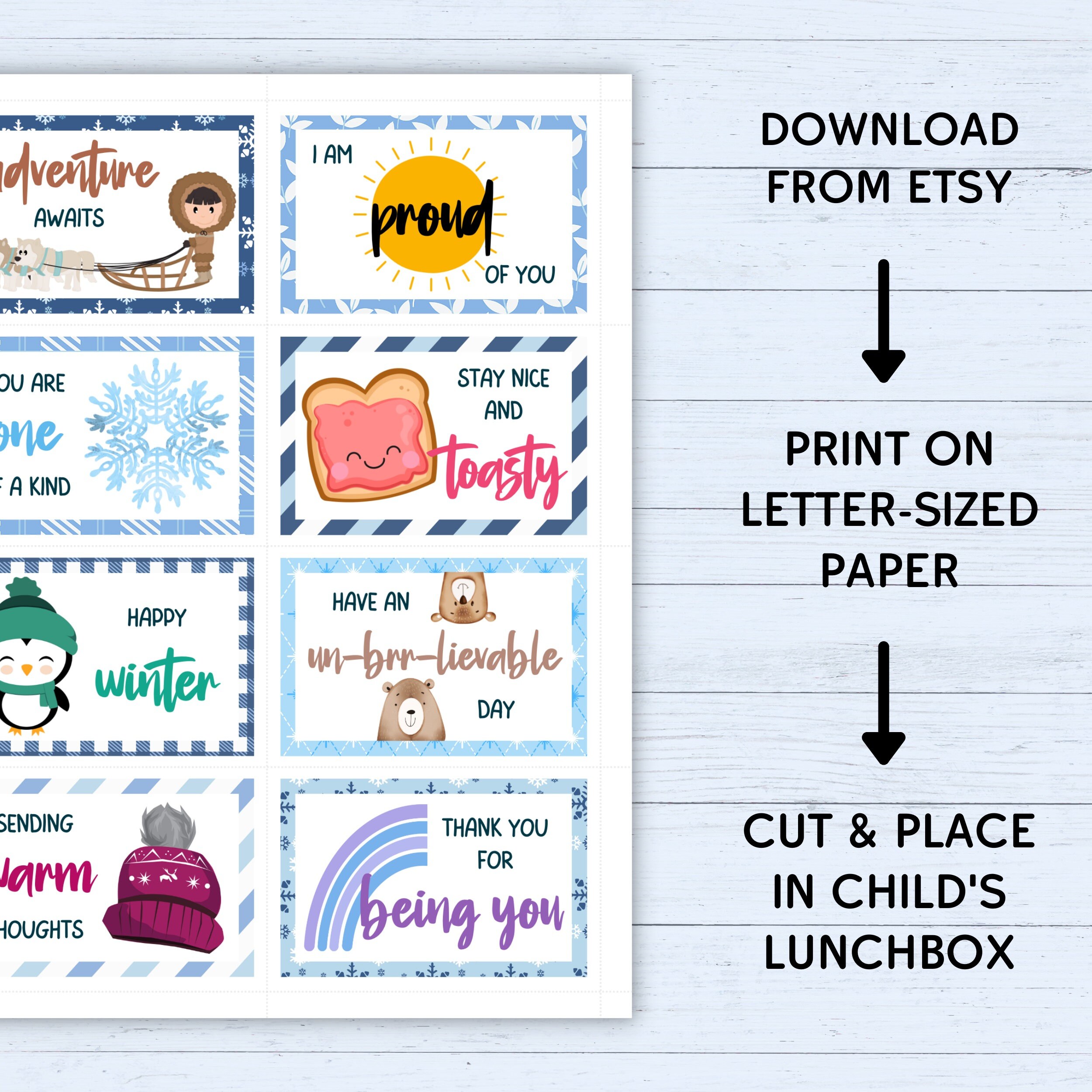 24 Cute Winter Lunch Box Notes for Kids - Printable Lunchbox Notes for ...