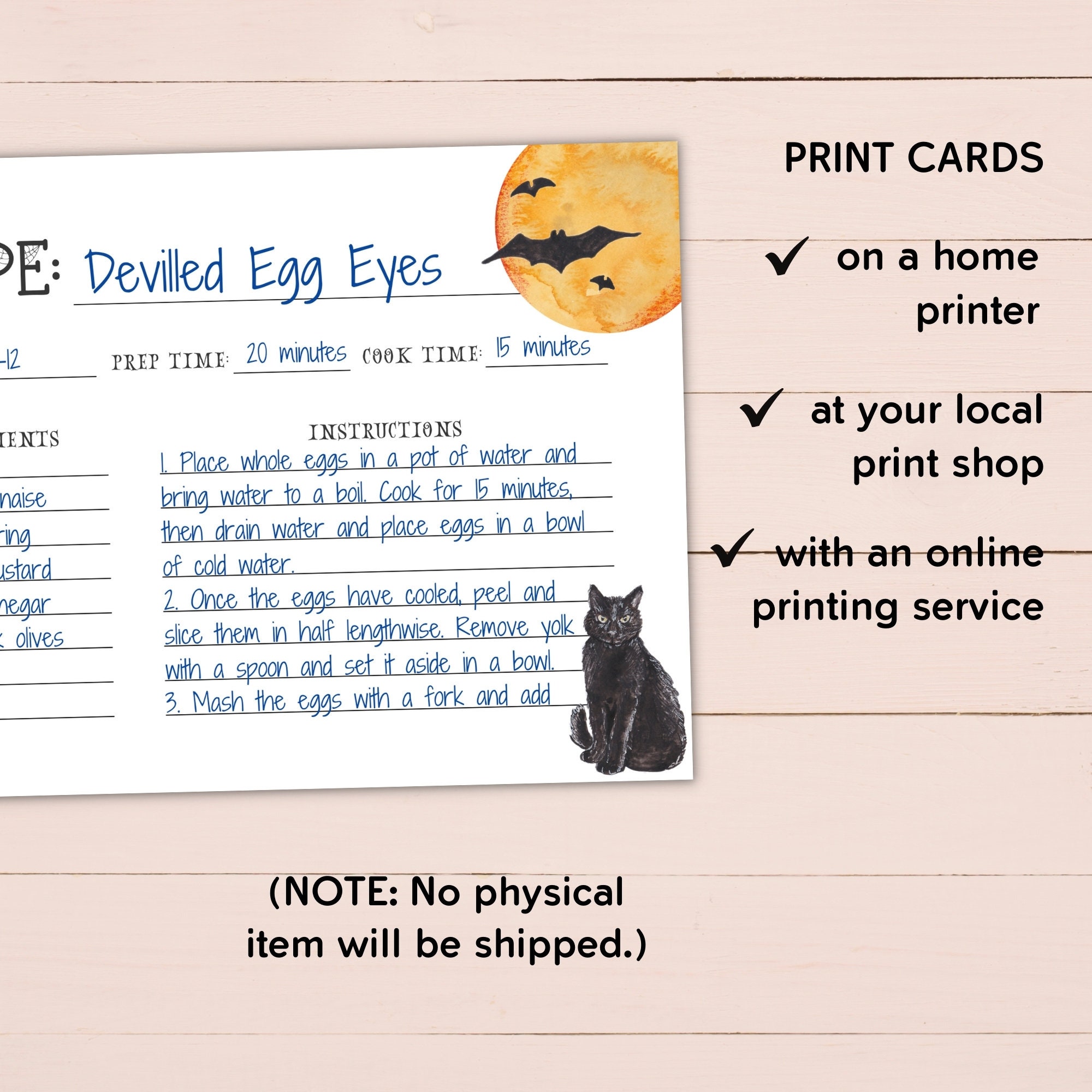 Printable Halloween Recipe Card Bundle - Editable Recipe Card Template ...