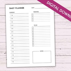 Editable Daily Planner Instant Download Blank Fillable PDF - Etsy