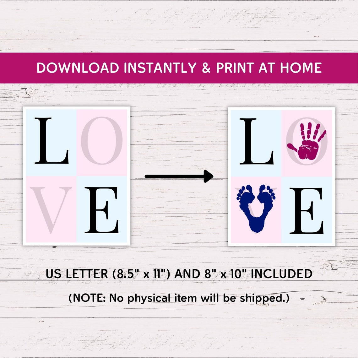 Printable LOVE Baby Handprint Footprint Craft Template DIY Baby ...