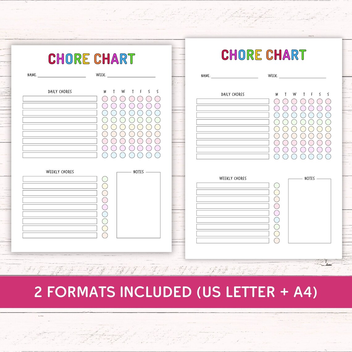 Printable Chore Chart for Kids Editable Daily & Weekly Chore Chart ...