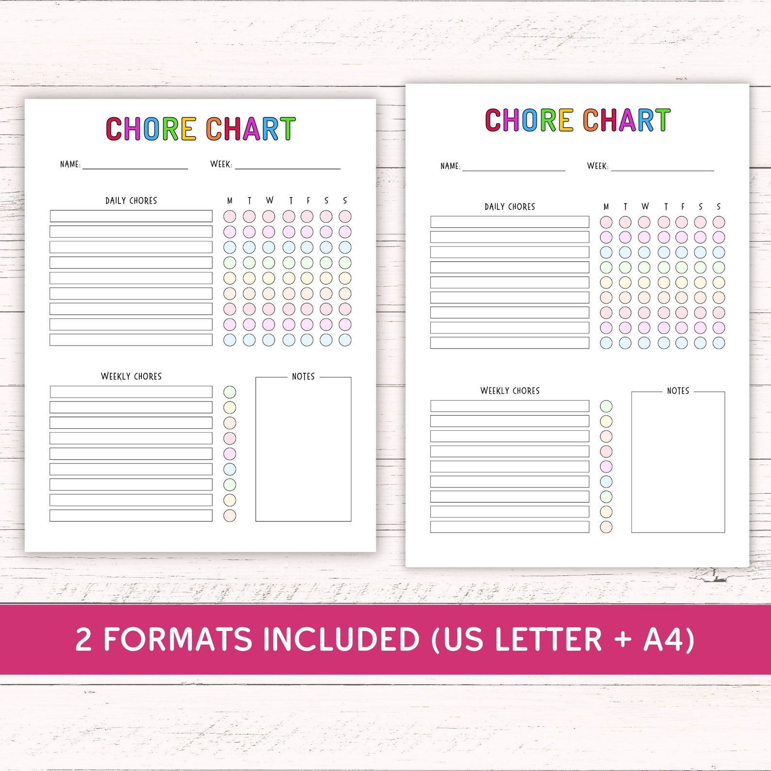 Printable Chore Chart for Kids - Editable Daily & Weekly Chore Chart ...