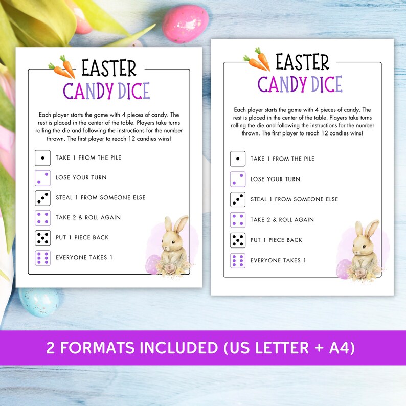 Printable Easter Candy Dice Game - Easter Party Game - Easter Activity ...