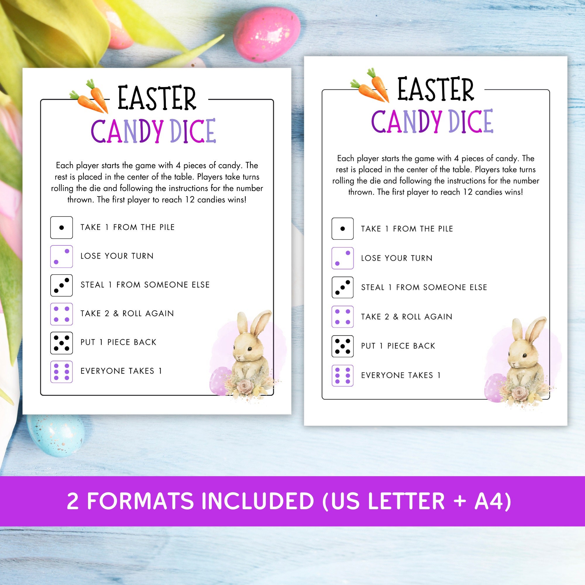 Printable Easter Candy Dice Game - Easter Party Game - Easter Activity ...