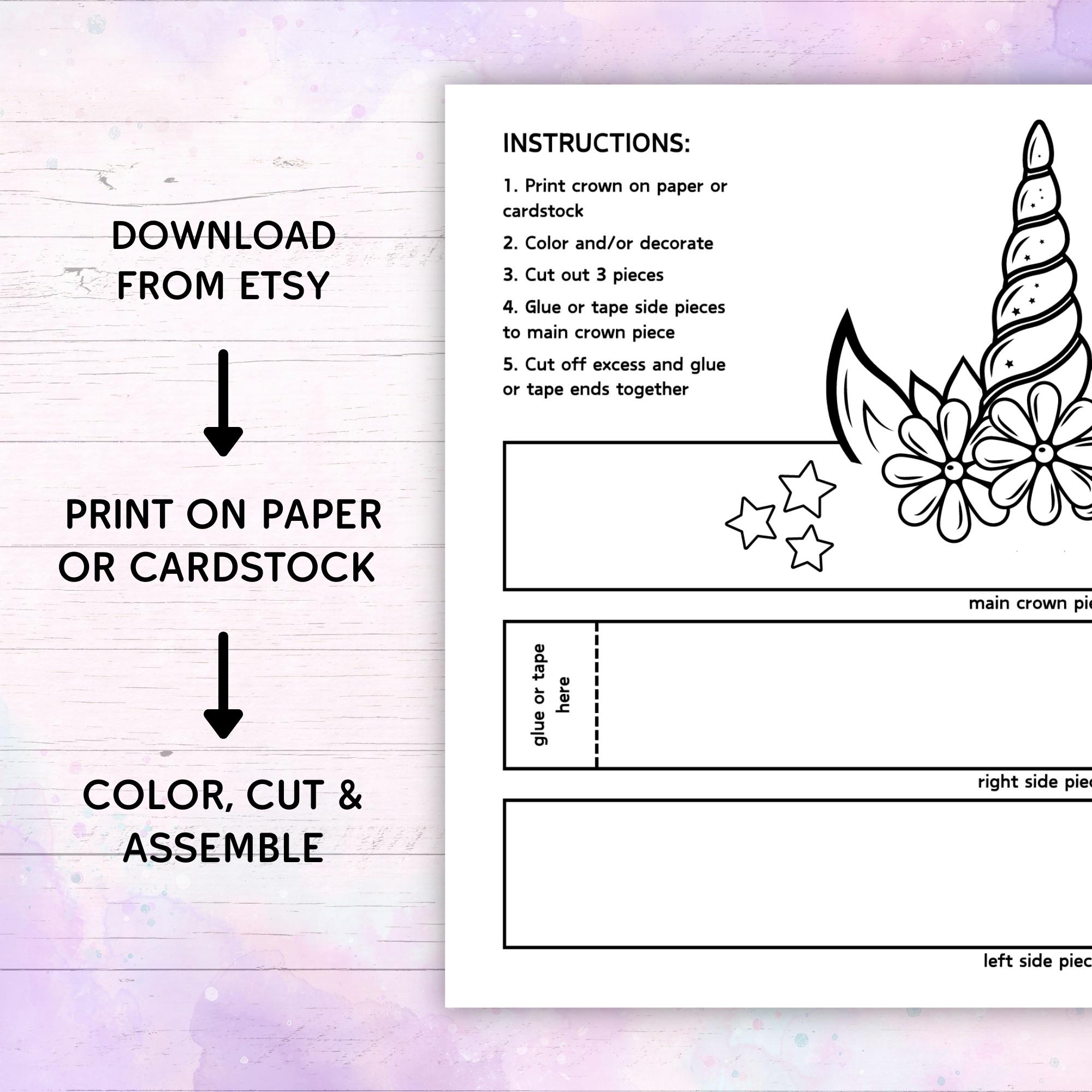 Unicorn Paper Crown Printable - Kids Coloring Craft - Unicorn Birthday ...