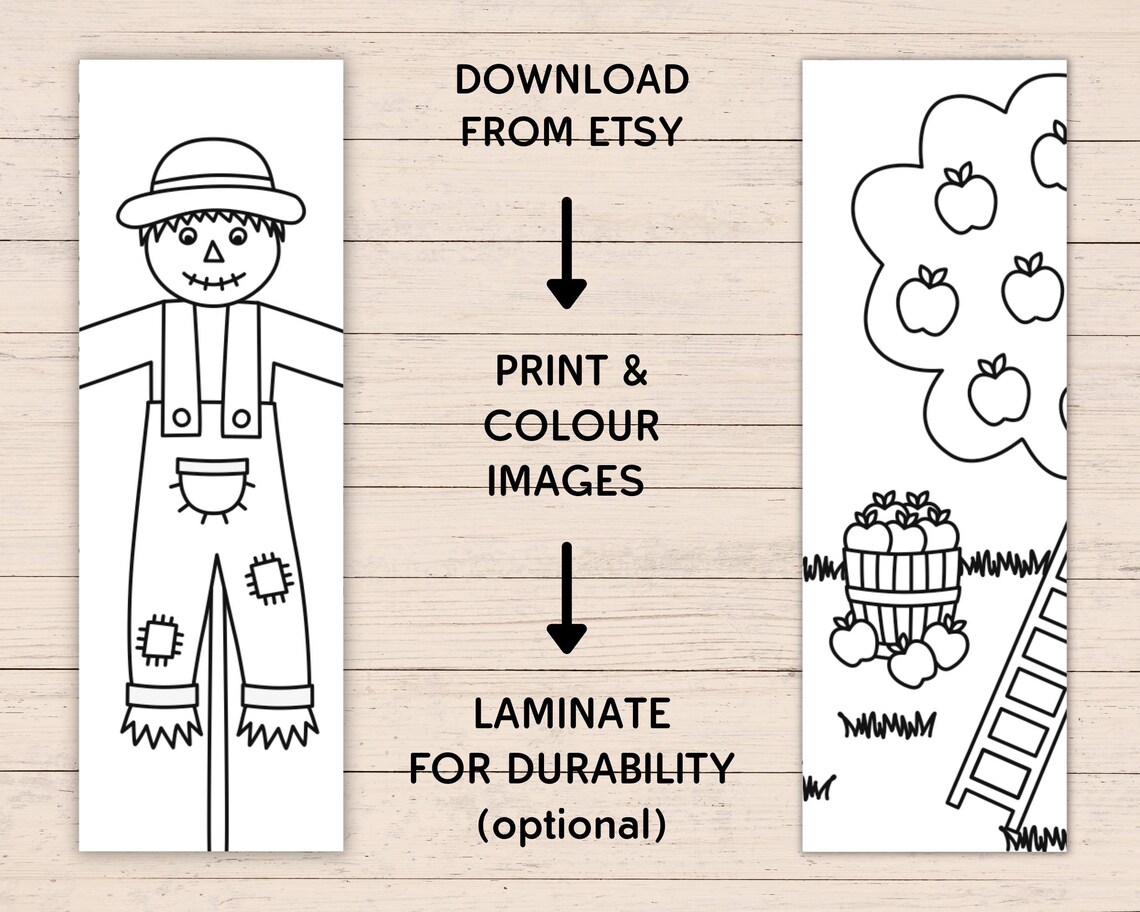 Printable Fall Coloring Bookmarks Set of 6 PDF Instant - Etsy Canada