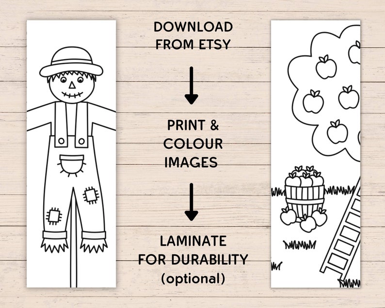 Printable Fall Coloring Bookmarks Set of 6 PDF Instant - Etsy