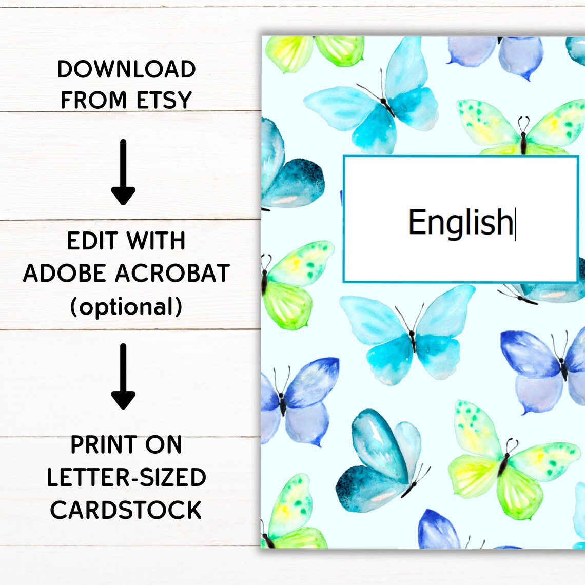 Printable Butterfly Binder Covers - Editable Instant Download - Blank ...