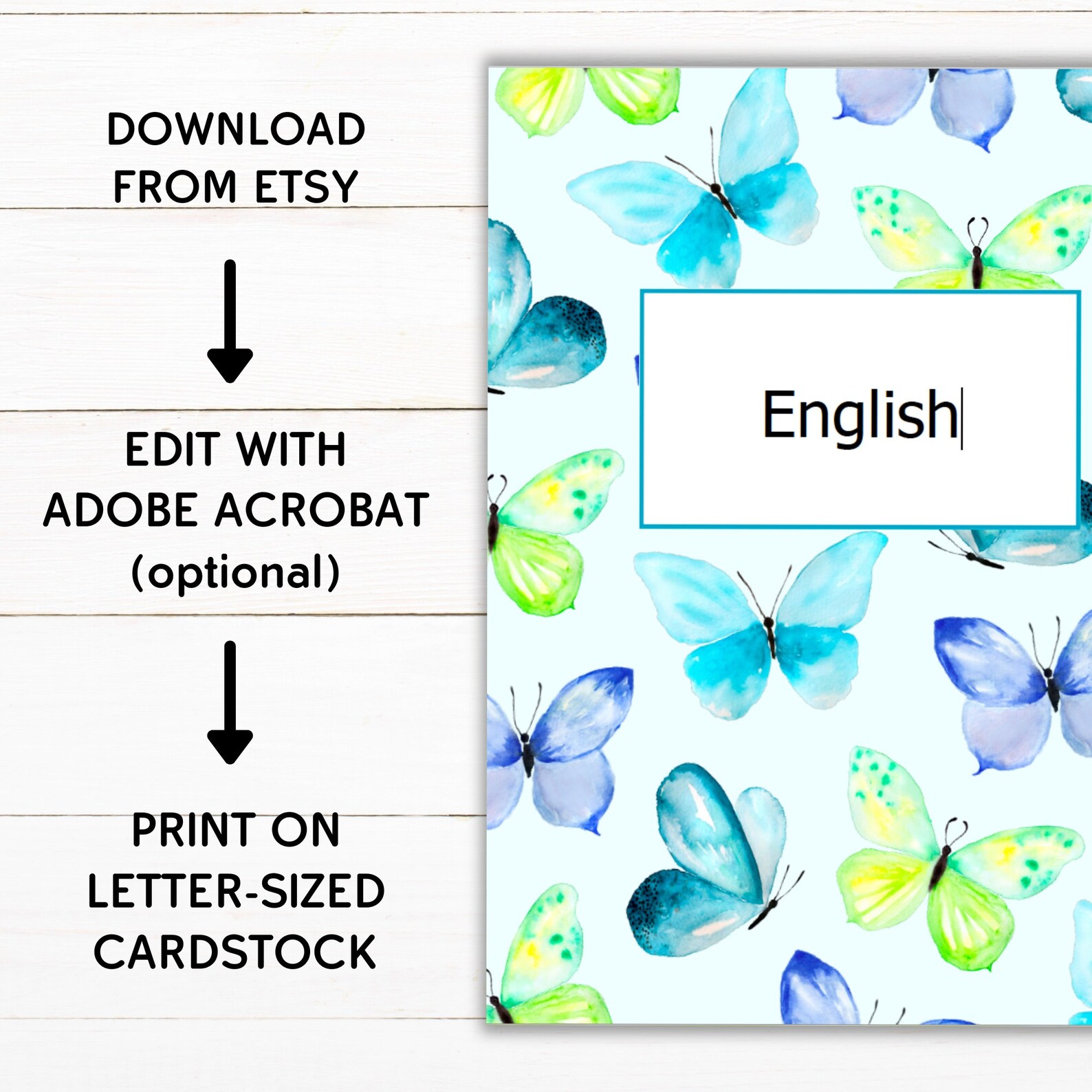 Printable Butterfly Binder Covers - Editable Instant Download - Blank ...