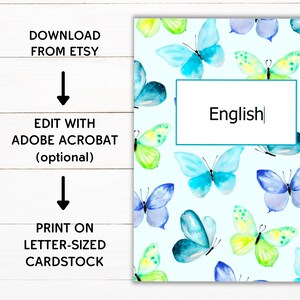 Printable Butterfly Binder Covers - Editable Instant Download - Blank ...