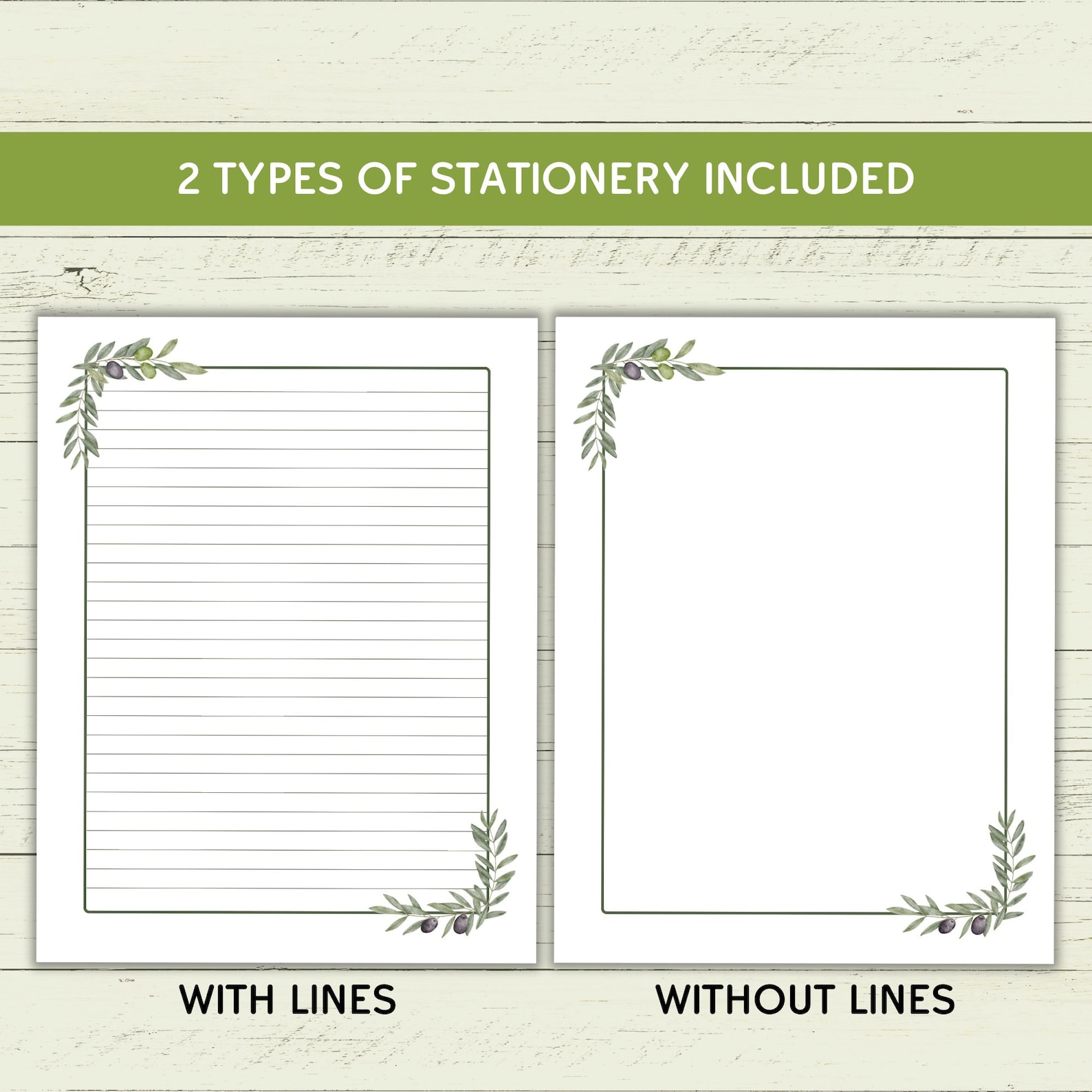 Cute Printable Olive Branch Stationery - Digital Note Paper - Instant ...