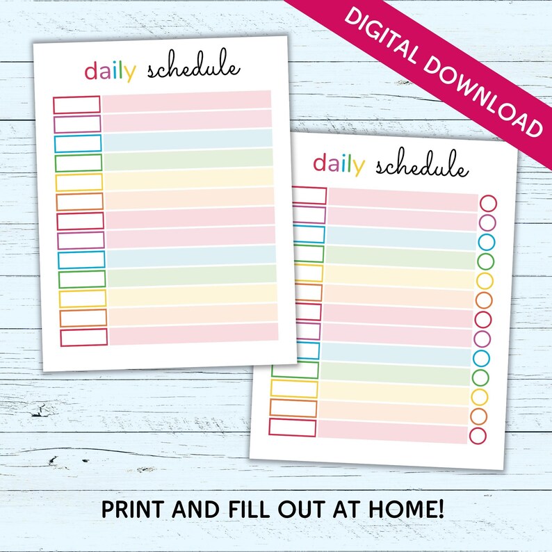 Editable Daily Schedule Template for Kids Printable - Etsy