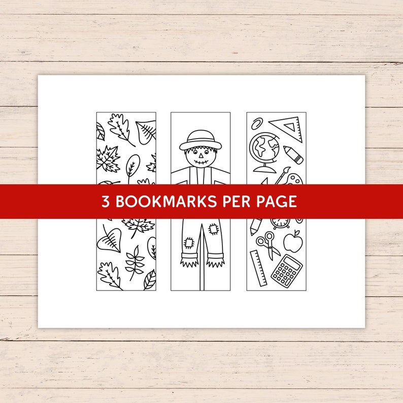 Printable Fall Coloring Bookmarks Set of 6 PDF Instant Digital Download ...