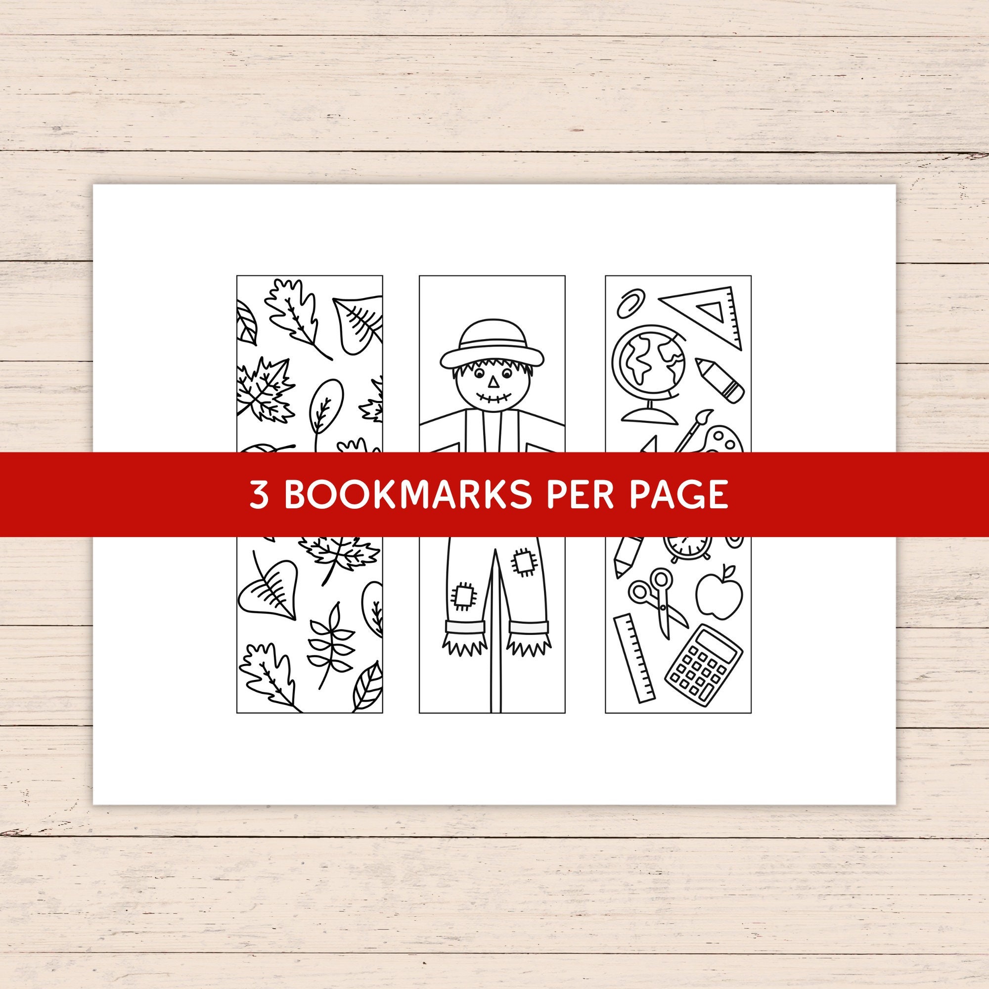 Printable Fall Coloring Bookmarks - Set of 6 - PDF Instant Digital ...
