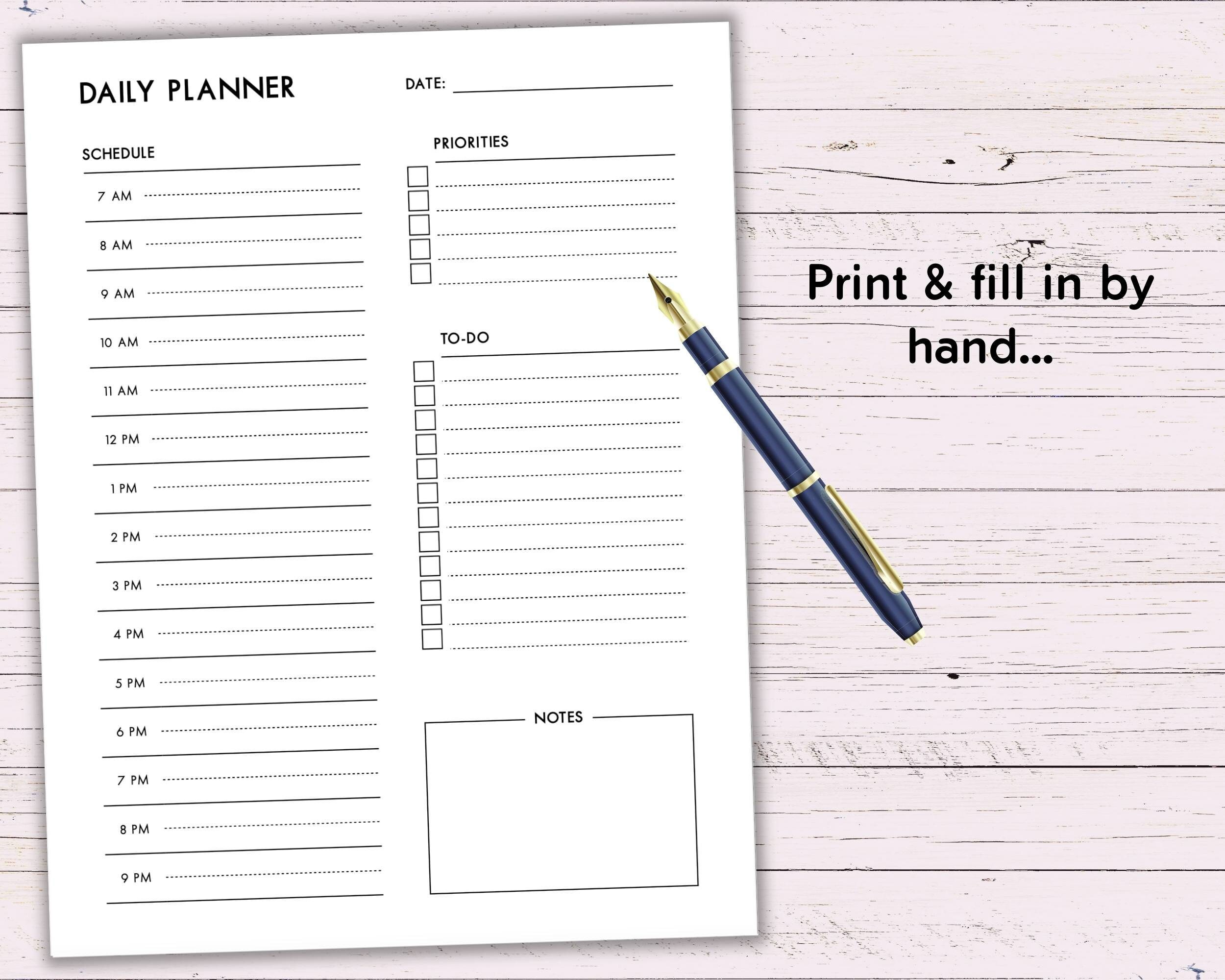 Editable Daily Planner Instant Download Blank Fillable PDF - Etsy