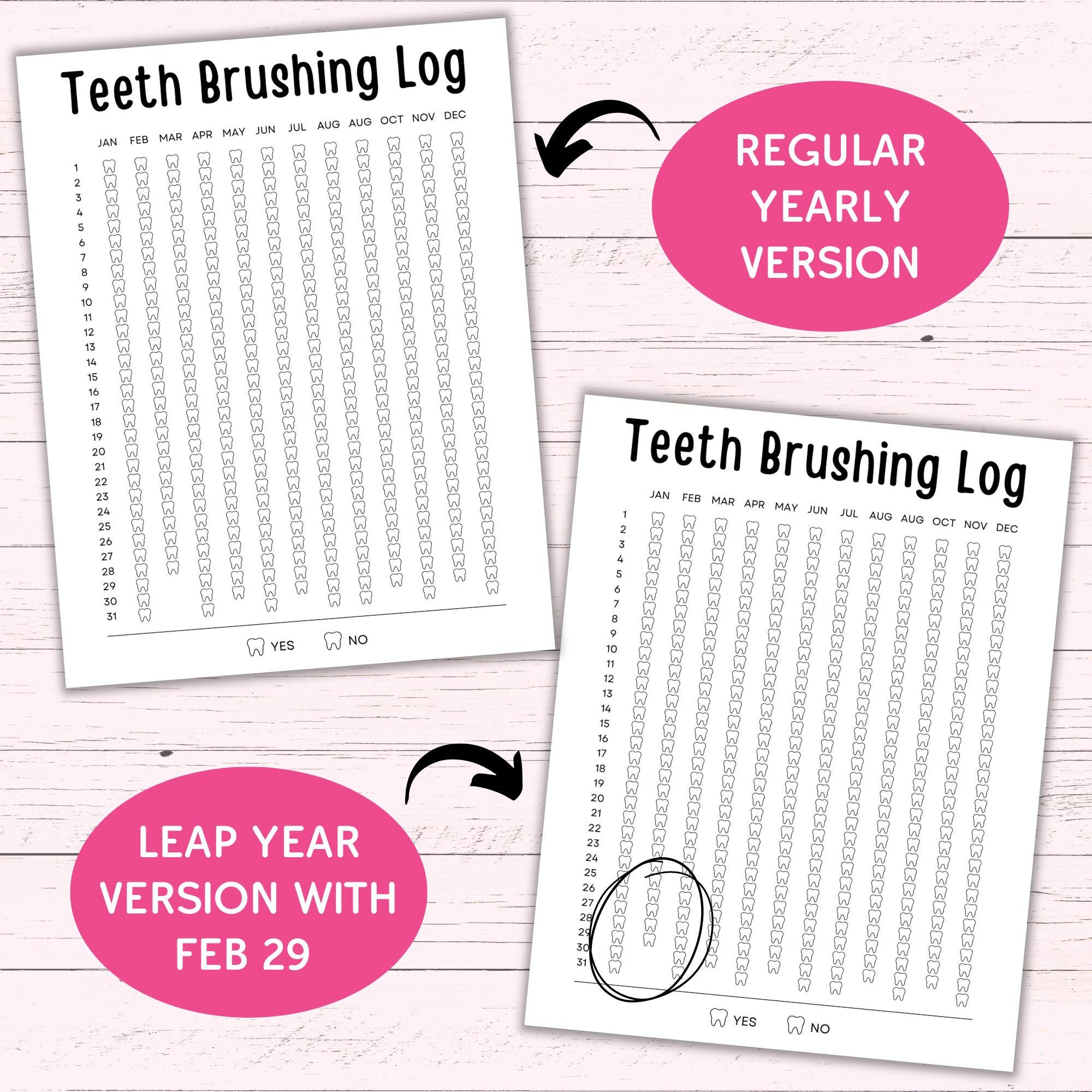 Teeth Brushing Tracker Bundle - Printable Teeth Brushing Log - Kids ...