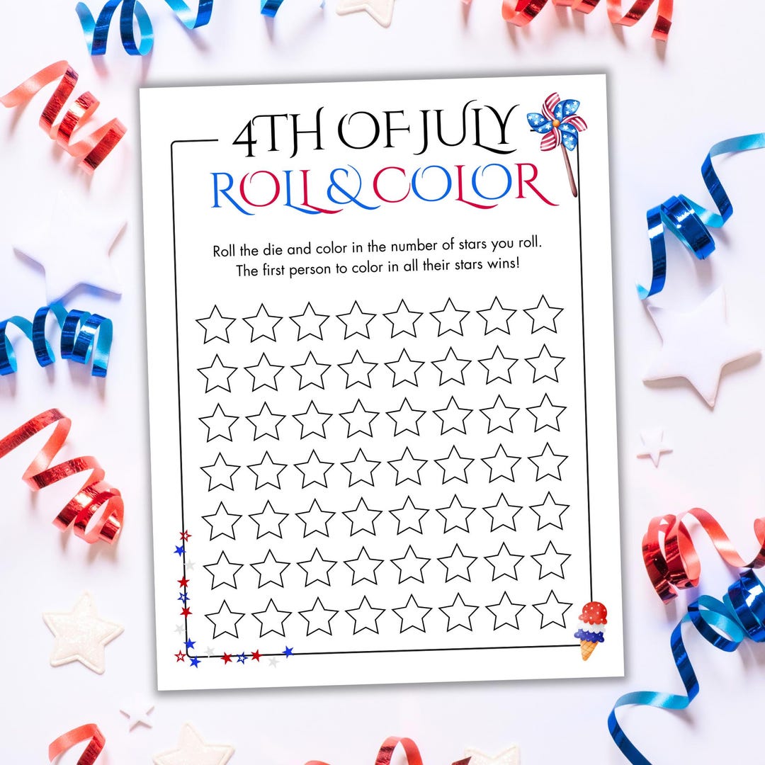 Printable 4th of July Roll and Color Game - Patriotic Party Game ...