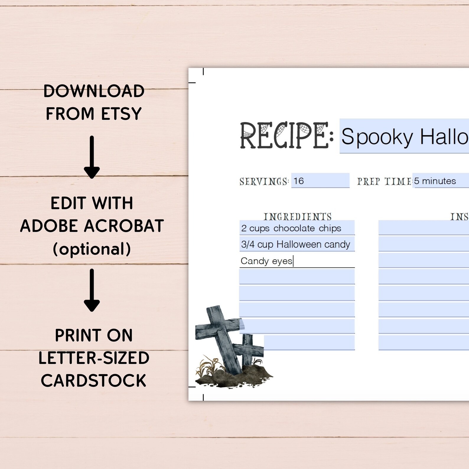 Printable Halloween Recipe Card Bundle - Editable Recipe Card Template ...