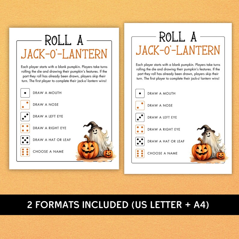 Roll a Jack O Lantern Game - Printable Halloween Game - Halloween ...