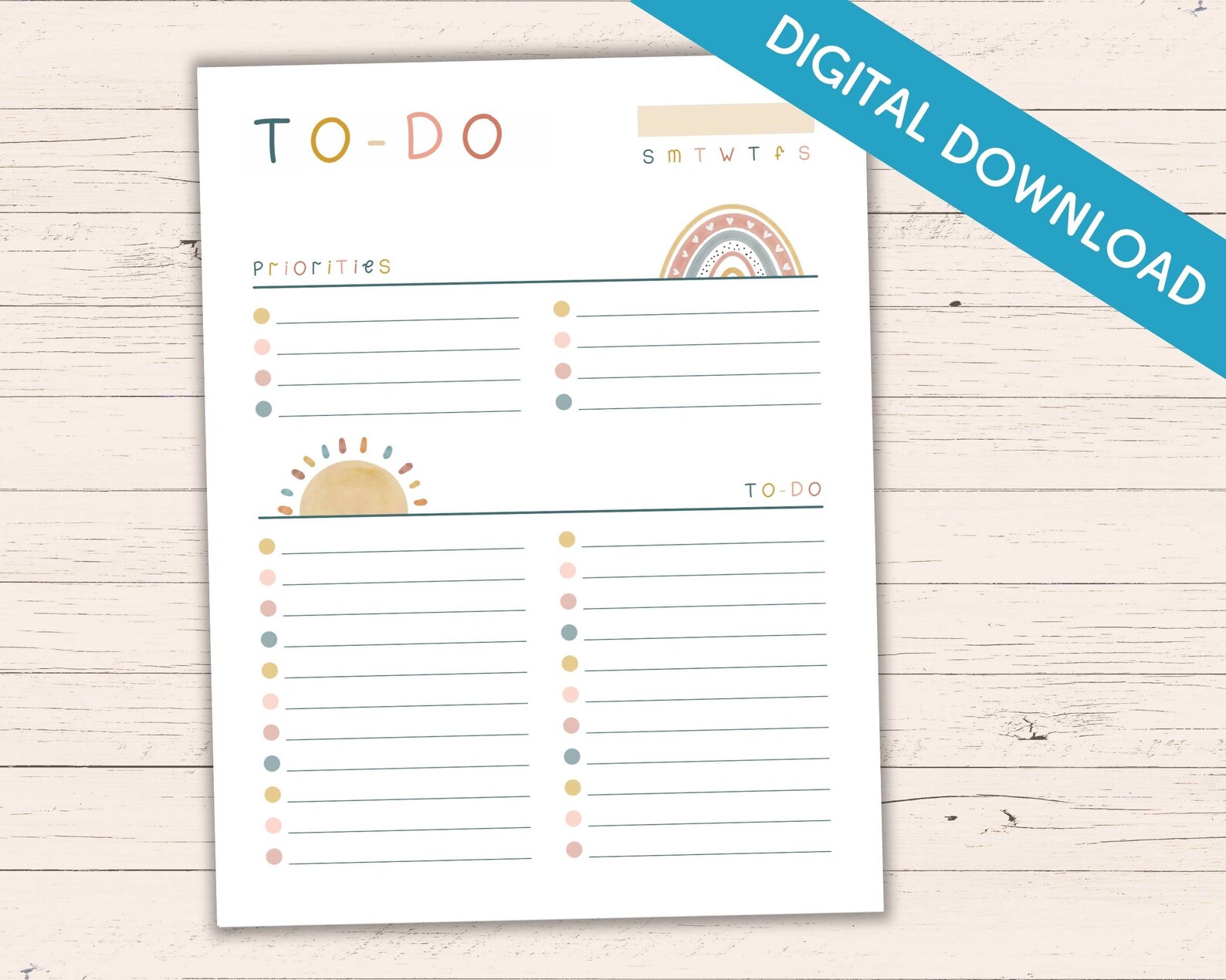 Printable Boho To-do List US Letter A4 Editable Instant - Etsy