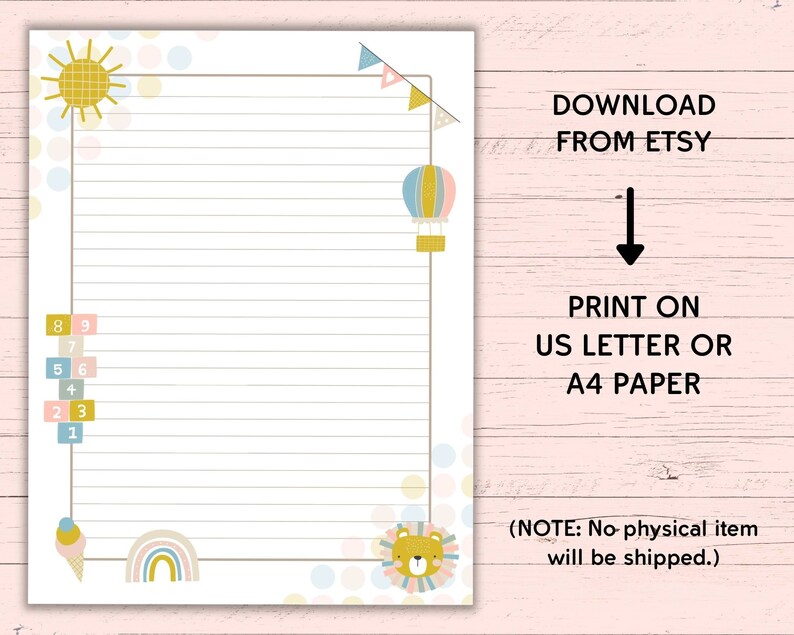 Cute Printable Baby Stationery Digital Note Paper Instant - Etsy