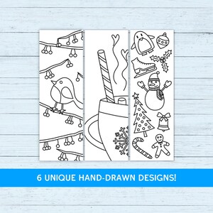 Printable Winter Coloring Bookmarks - Set of 6 - PDF Instant Digital ...