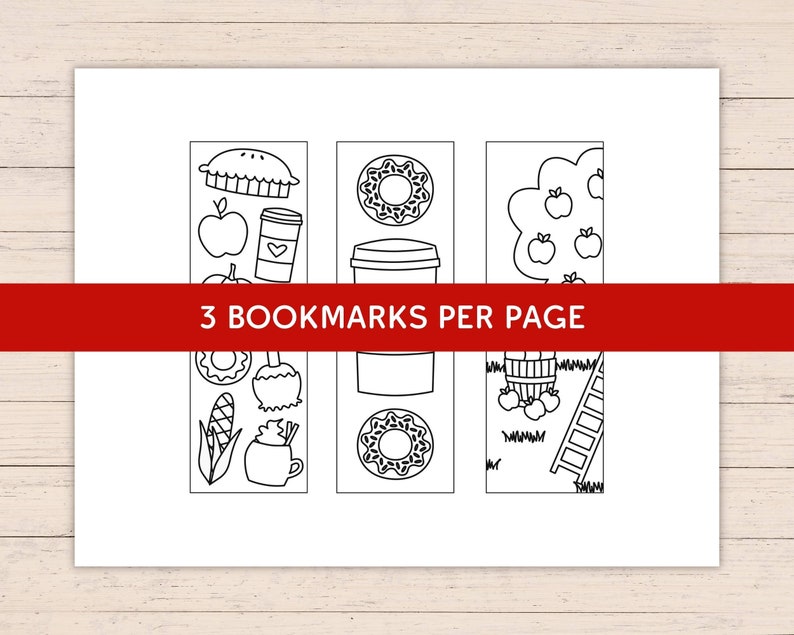 Printable Fall Coloring Bookmarks Set of 6 PDF Instant - Etsy