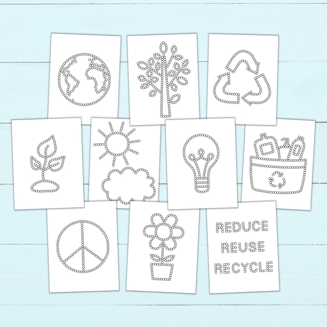 Earth Day Q-tip Tracing Sheets Printable Preschool Worksheets for Fine ...