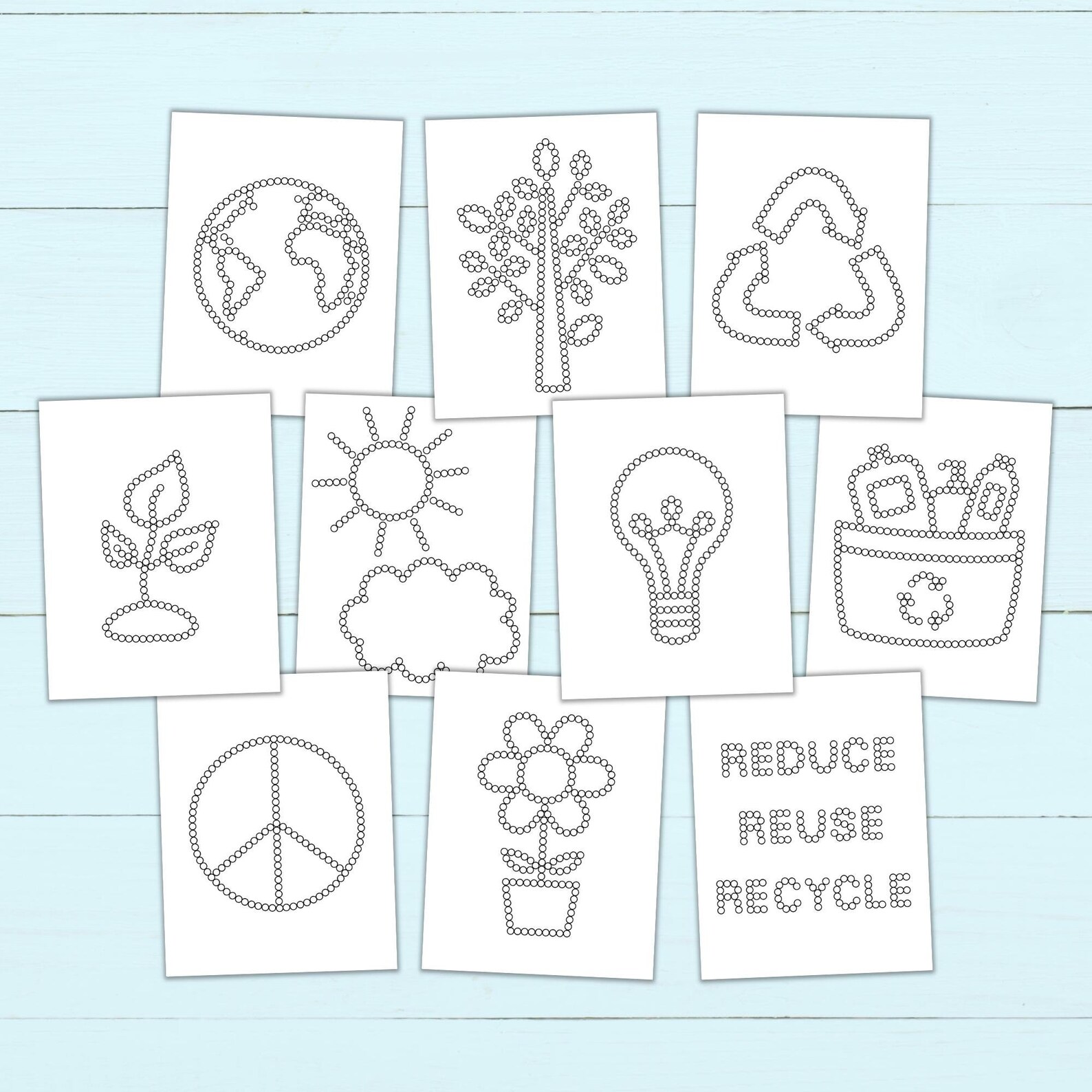 Earth Day Q-tip Tracing Sheets - Printable Preschool Worksheets for ...