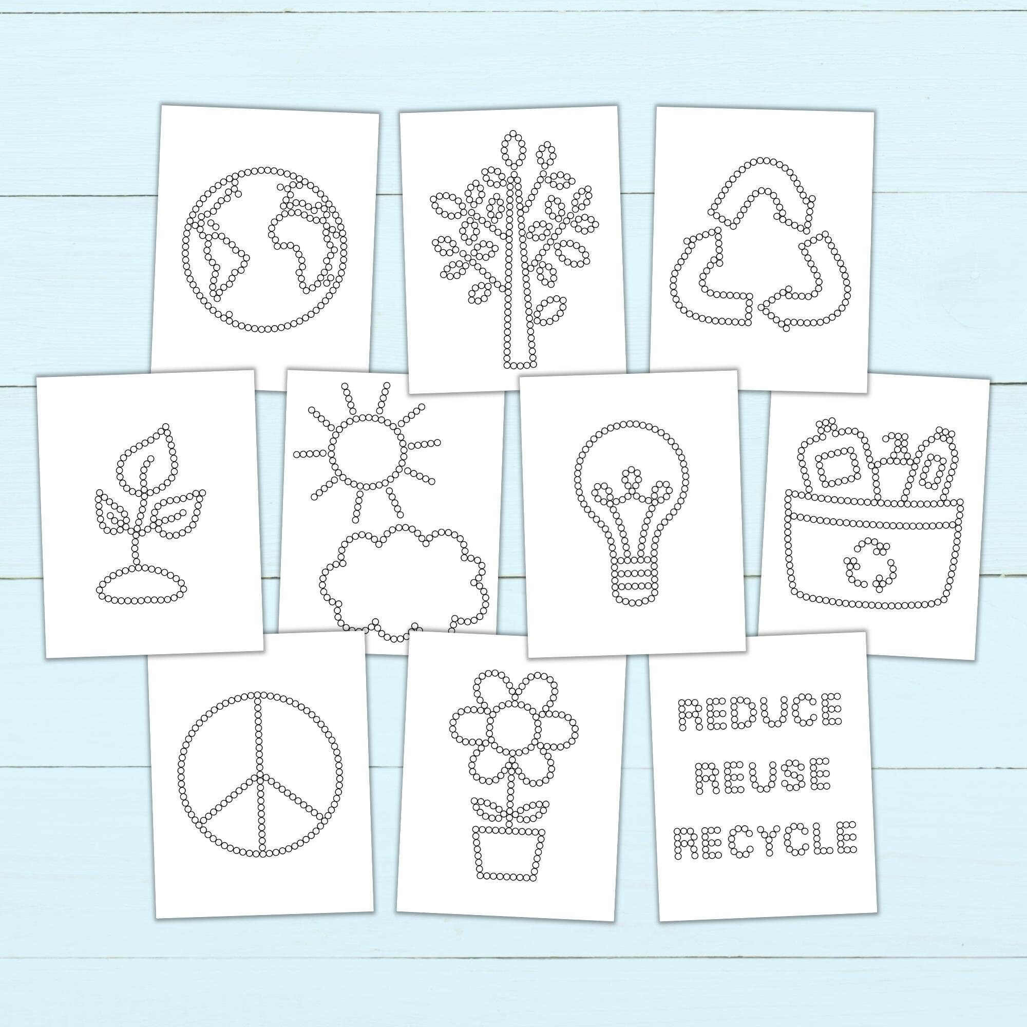 Earth Day Q-tip Tracing Sheets - Printable Preschool Worksheets for ...