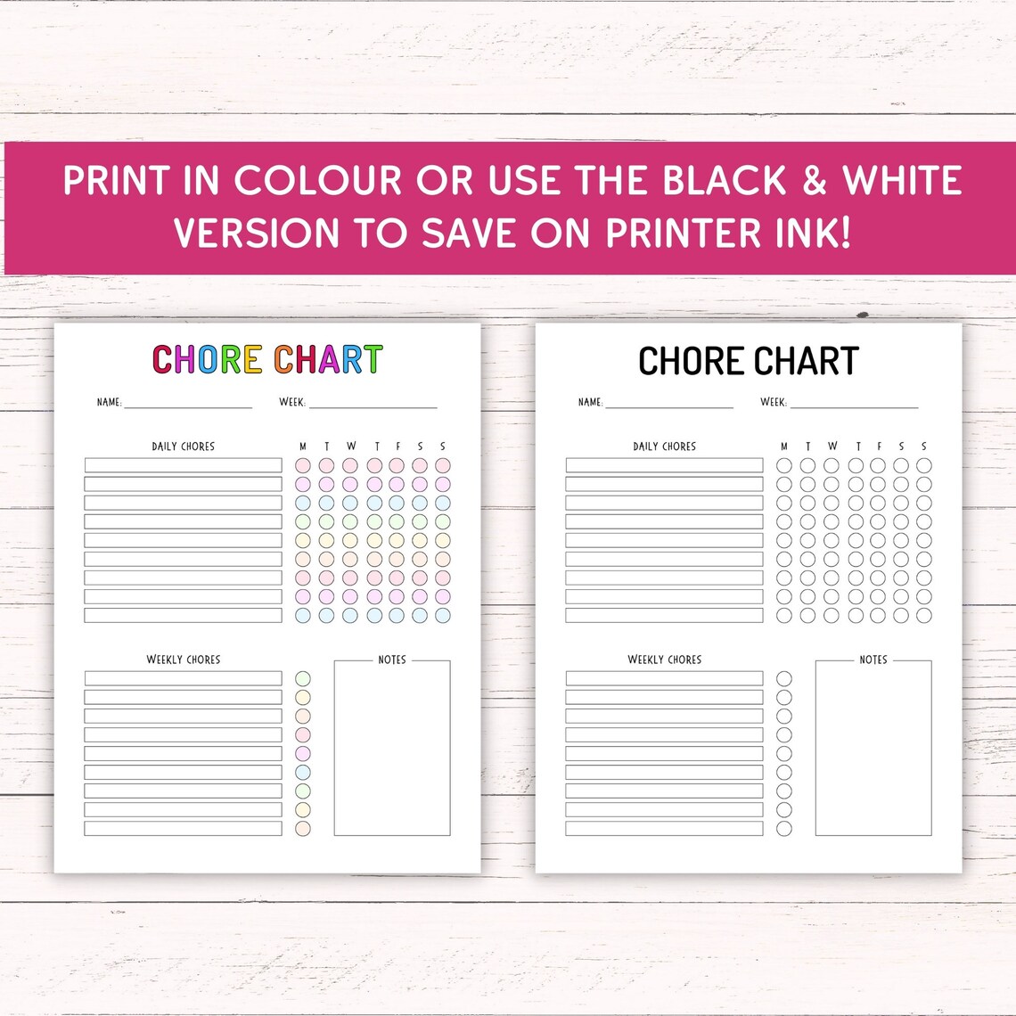 Printable Chore Chart for Kids Editable Daily & Weekly Chore Chart ...