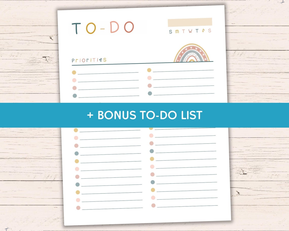 Printable Boho Daily Weekly Monthly Planner Page Bundle - Etsy