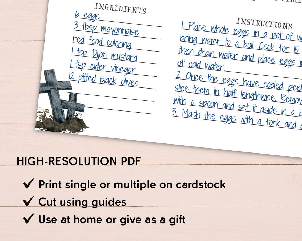 Printable Halloween Recipe Card Bundle Editable Recipe Card Template ...