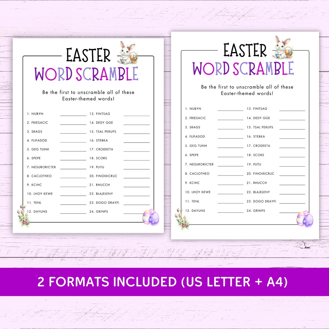 Easter Word Scramble - Printable Easter Activity - Easter Party Game ...